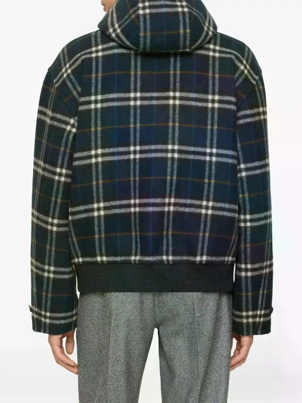 Burberry Reversible Hooded Wool Jacket - Blue