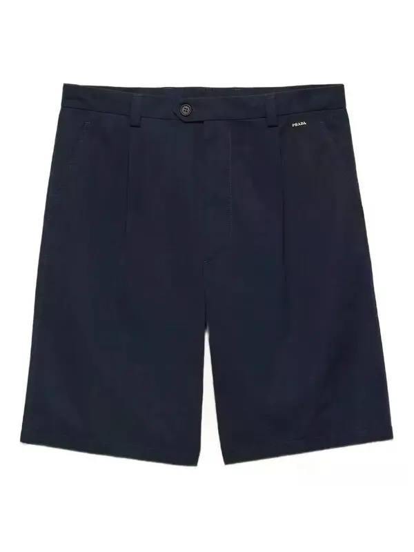 Prada Logo-embroidered Pleated Shorts