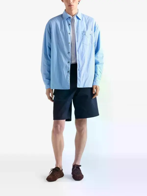 Prada Logo-embroidered Pleated Shorts