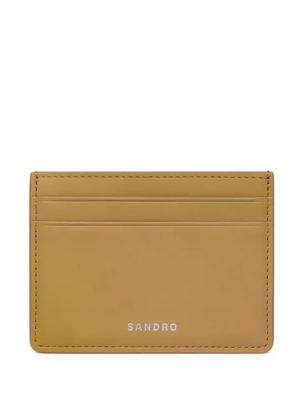 Sandro Leather Logo Card Holder - Neutrals