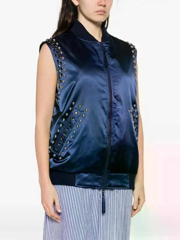 P.a.r.o.s.h Stud-embellished Sleeveless Zip-up Gilet - Blue