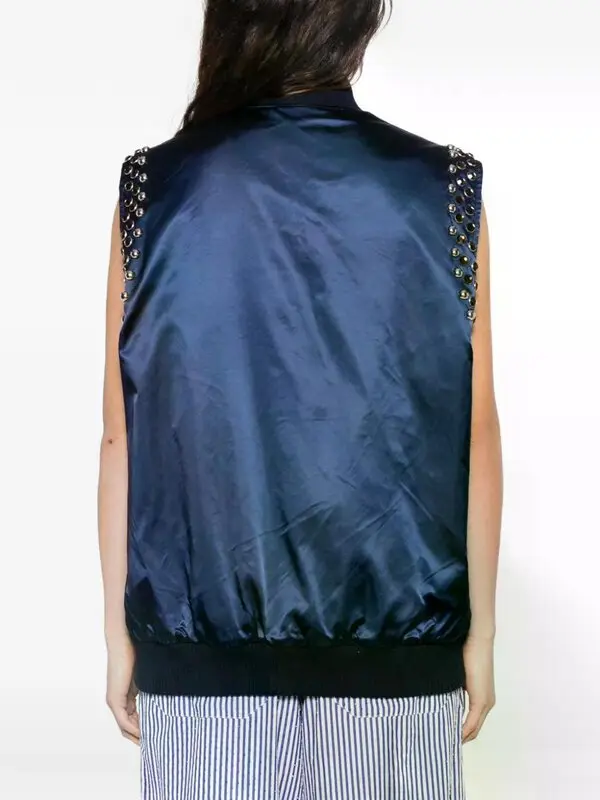 P.a.r.o.s.h Stud-embellished Sleeveless Zip-up Gilet - Blue
