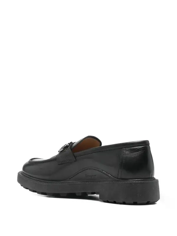 FERRAGAMO Gancini-plaque Leather Loafers