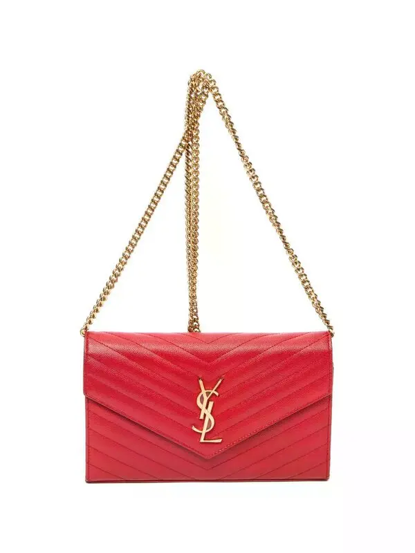 Saint Laurent Cassandre Chevron-pattern Crossbody Bag - Red
