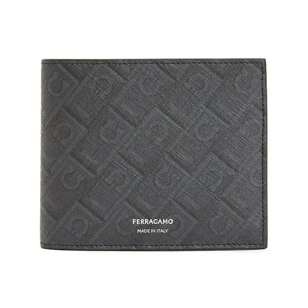 FERRAGAMO Monogram Short Wallet - Charcoal