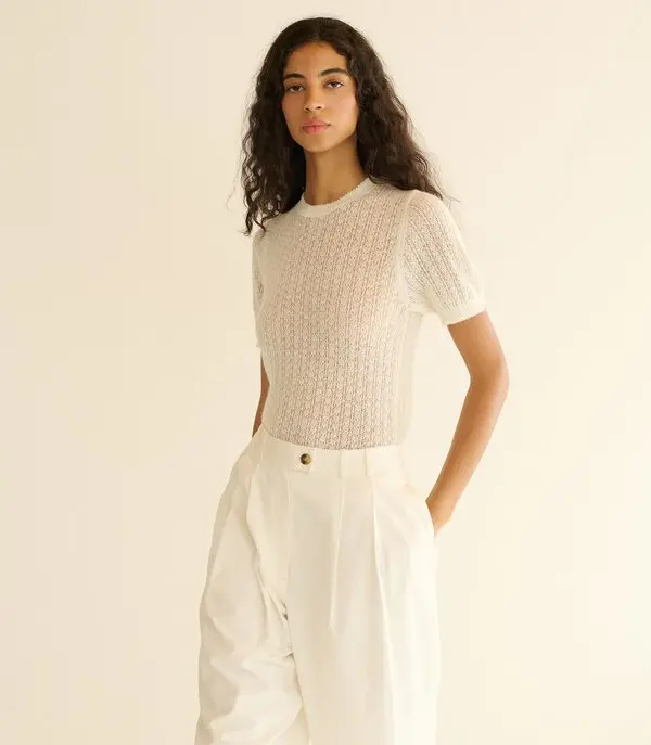 DÔEN Monica Pointelle Sweater - Ivory