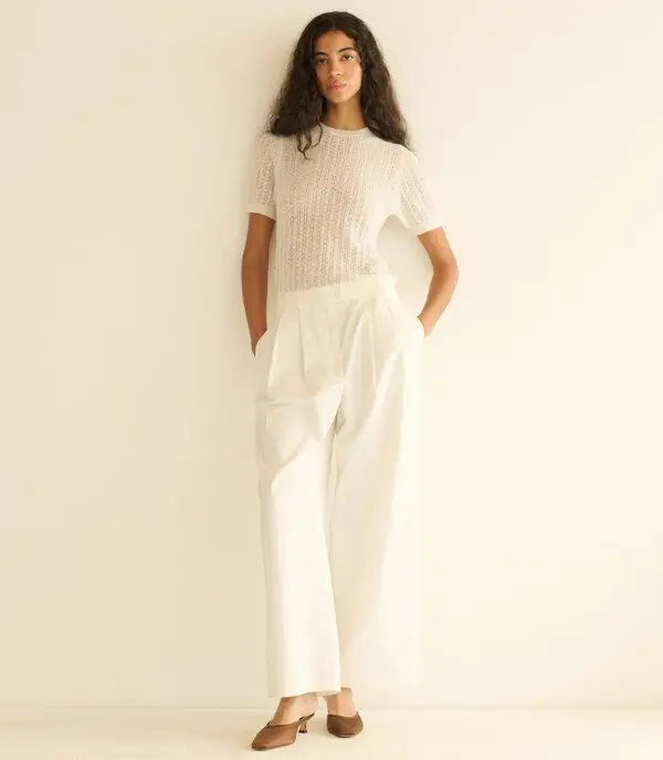 DÔEN Monica Pointelle Sweater - Ivory