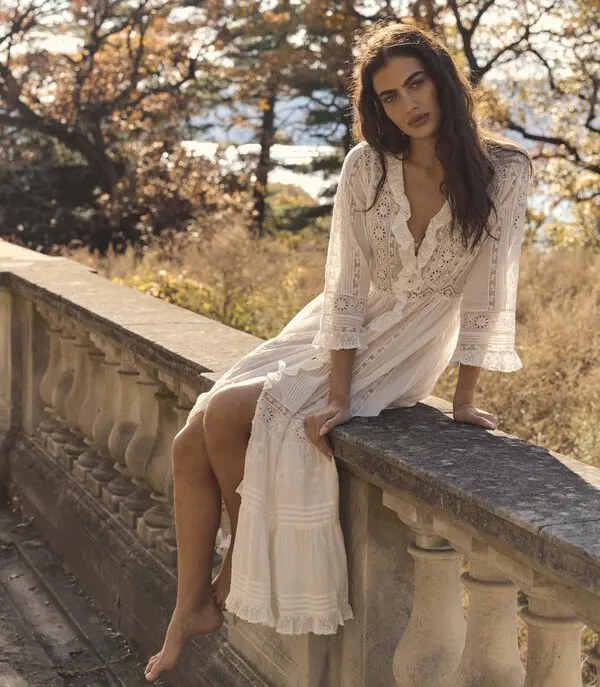 DÔEN Clemencia Organic Cotton Voile Dress - Salt
