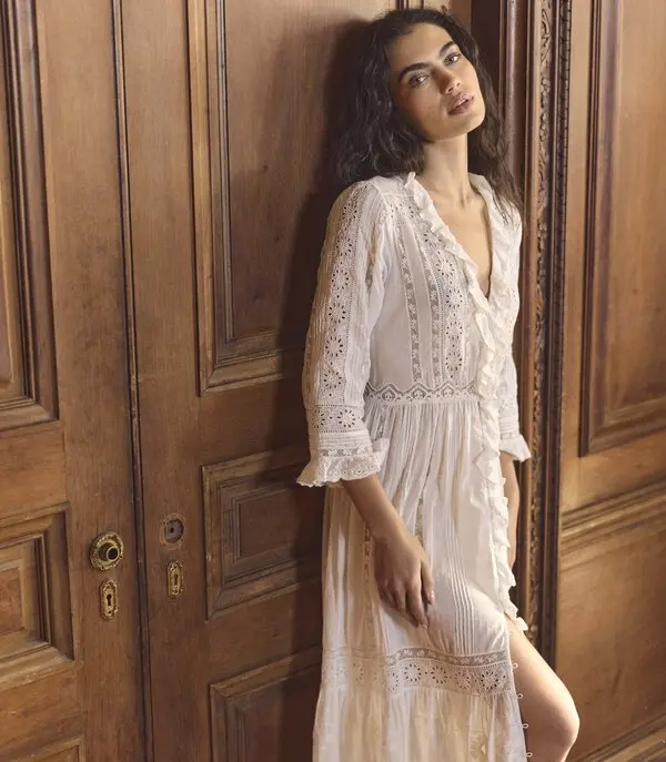 DÔEN Clemencia Organic Cotton Voile Dress - Salt