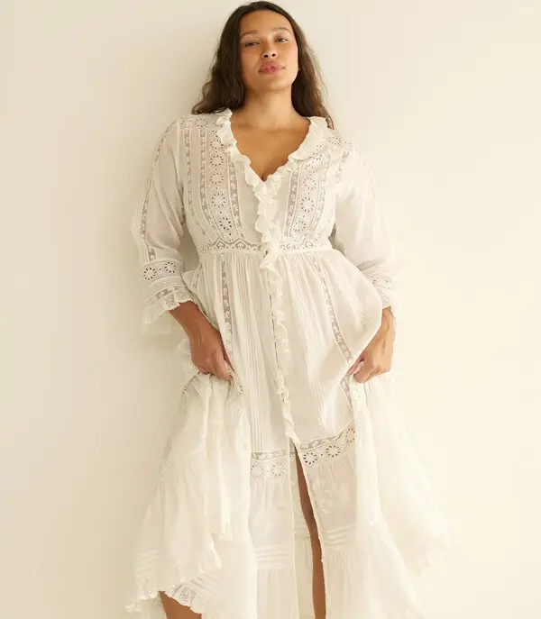 DÔEN Clemencia Organic Cotton Voile Dress - Salt