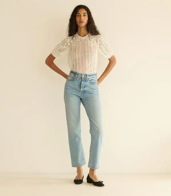DÔEN Idora Embroidered Tulle Top