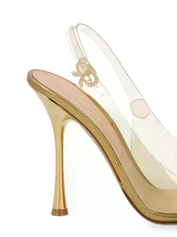GIANVITO ROSSI Metallic Golden Slingback Pumps