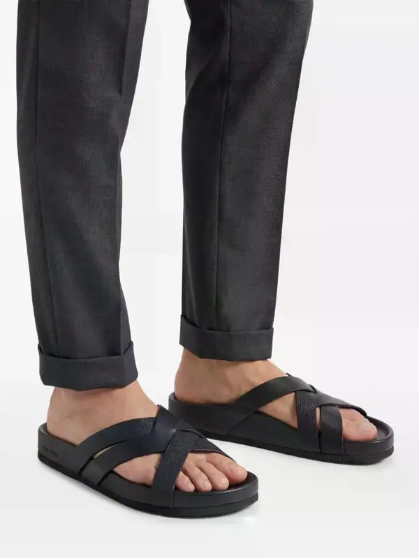 TOM FORD Leather Crossover Sandals - Black