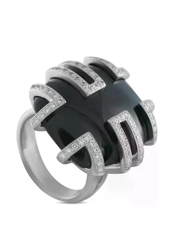 CARTIER 18k White Gold Ring With Diamond And Stone - Black
