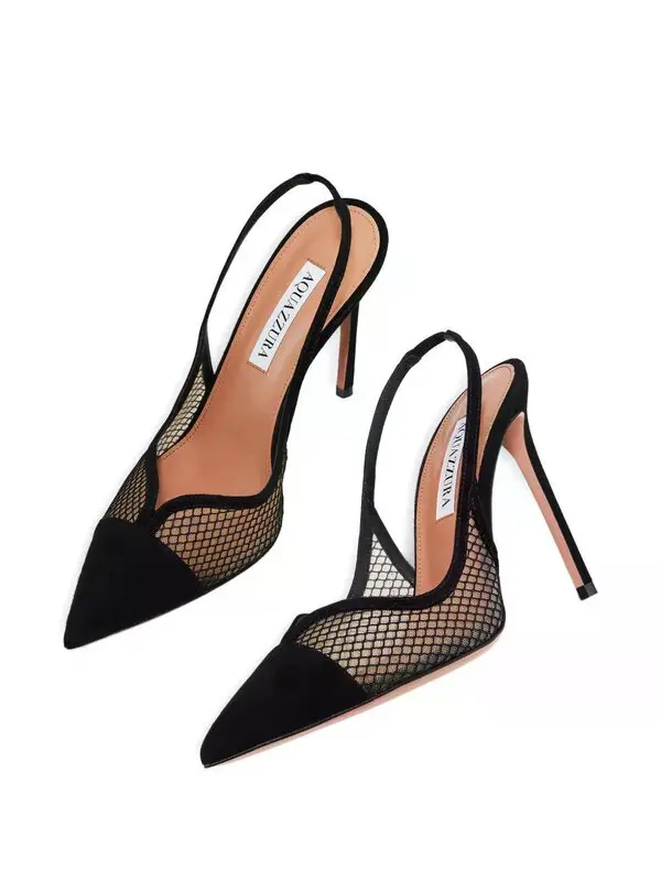 AQUAZZURA Gia Mesh Heeled Sandals - Black