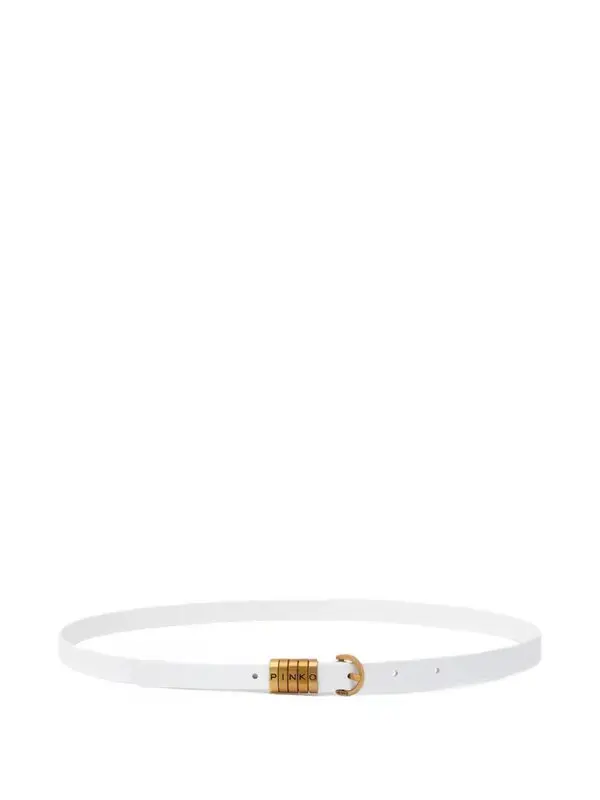 Pinko Logo Leather Belt - White