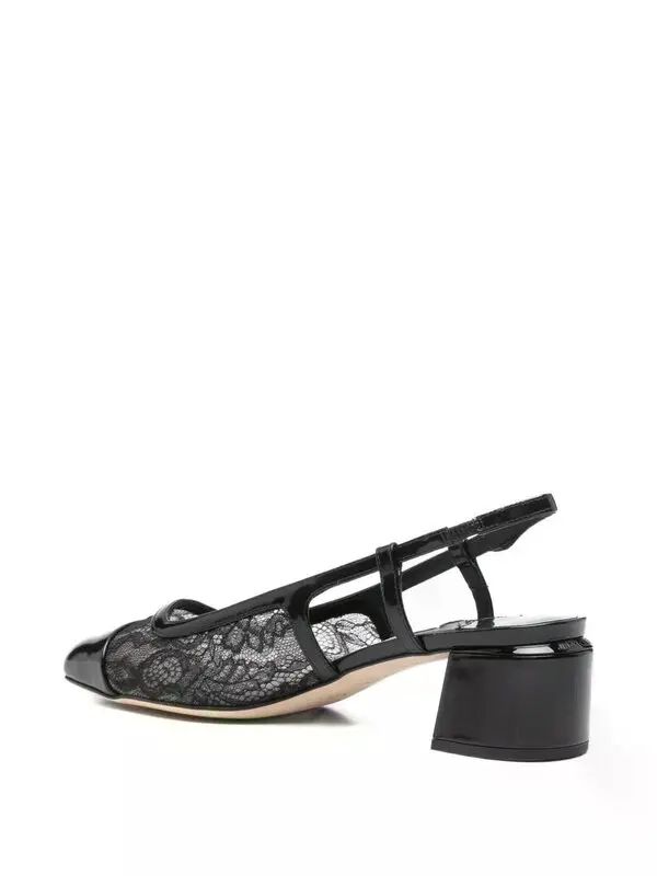 JIMMY CHOO Elisa Lace-detail Block-heel Pumps - Black