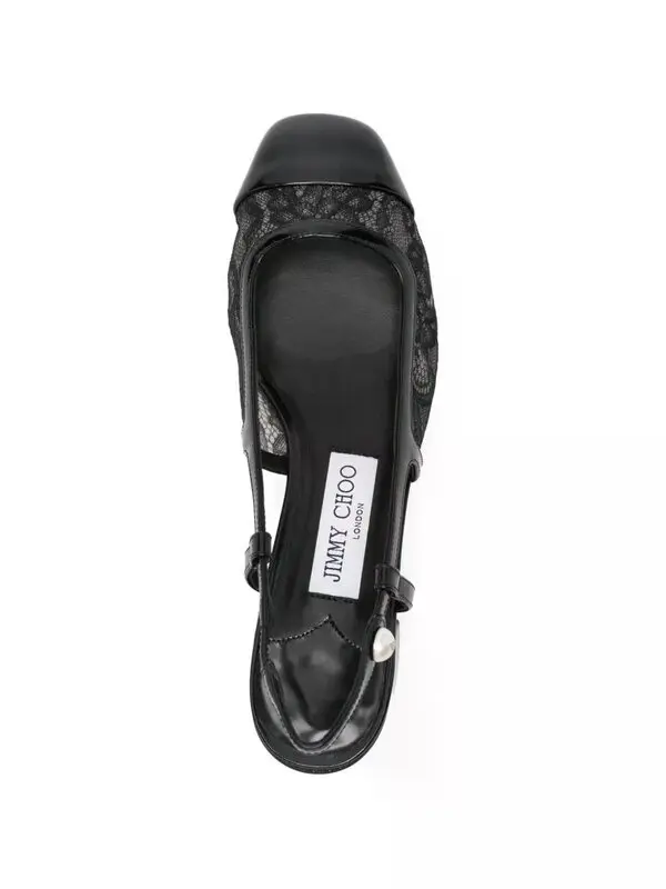 JIMMY CHOO Elisa Lace-detail Block-heel Pumps - Black