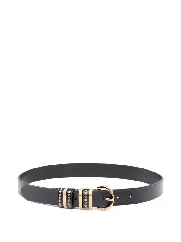 Pinko Studded Buckle Leather Belt - Black