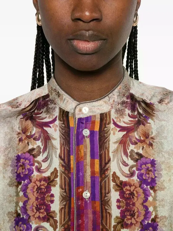 PIERRE-LOUIS MASCIA Floral Print Shirt - Neutrals