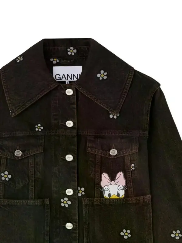 GANNI Floral-appliqué Jacket - Black