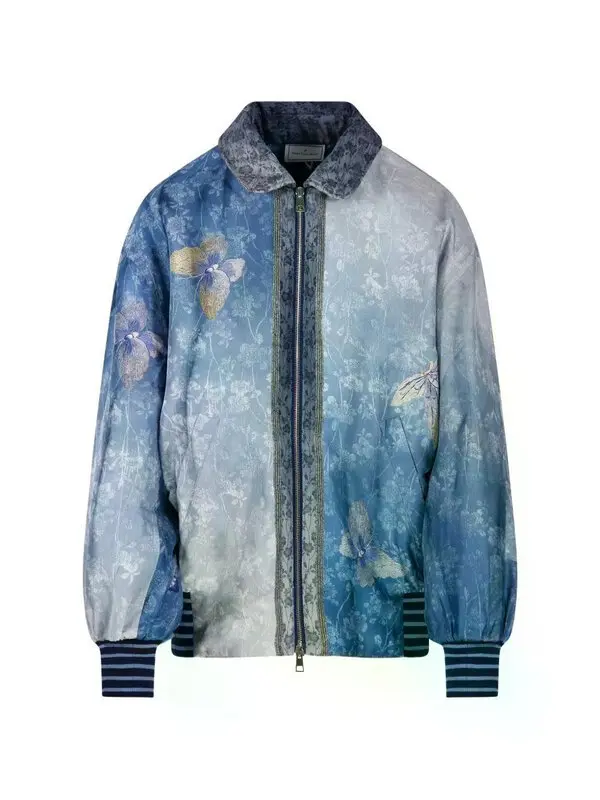 PIERRE-LOUIS MASCIA Floral-print Bomber Jacket - Blue
