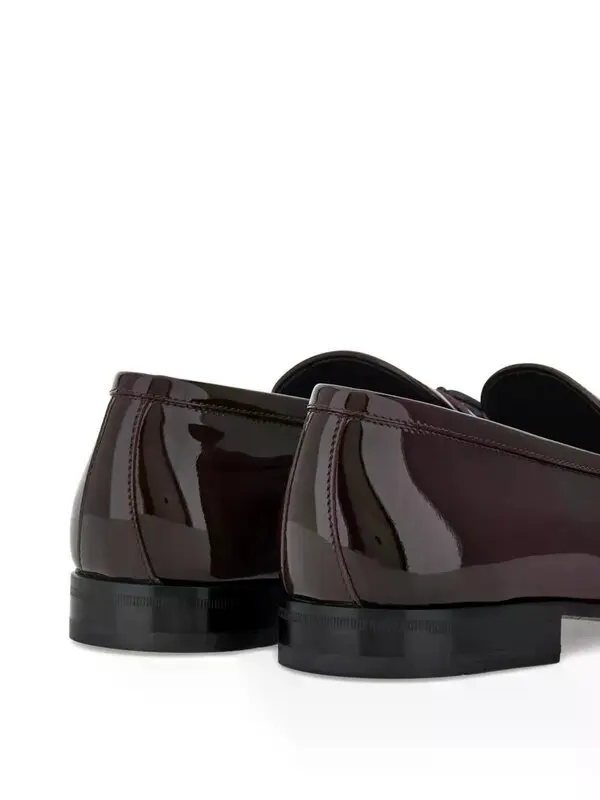 FERRAGAMO Gancini-detail Patent-leather Loafers - Brown