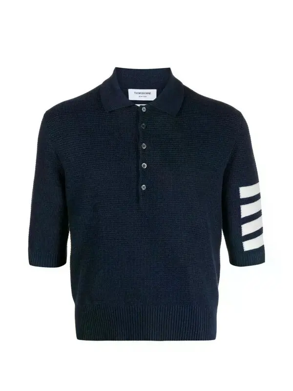 Thom Browne Striped Knitted Polo Shirt