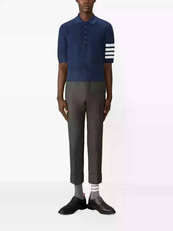 Thom Browne Linen Cotton 4-bar Relaxed Fit Polo