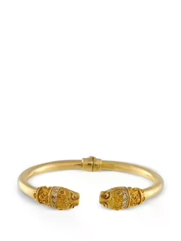 LALAOUNIS Diamond, Ruby And Sapphire Lion Head Bangle - Gold