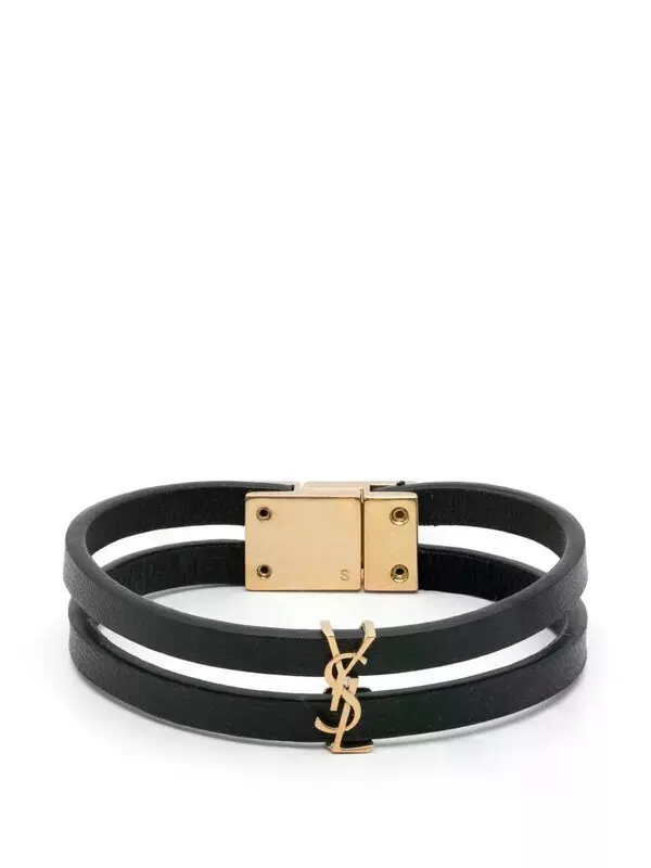 Saint Laurent Logo-plaque Bracelet - Black