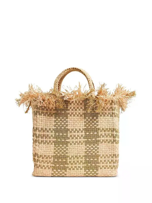 Pamela Munson Woven Raffia Check Mate Bag
