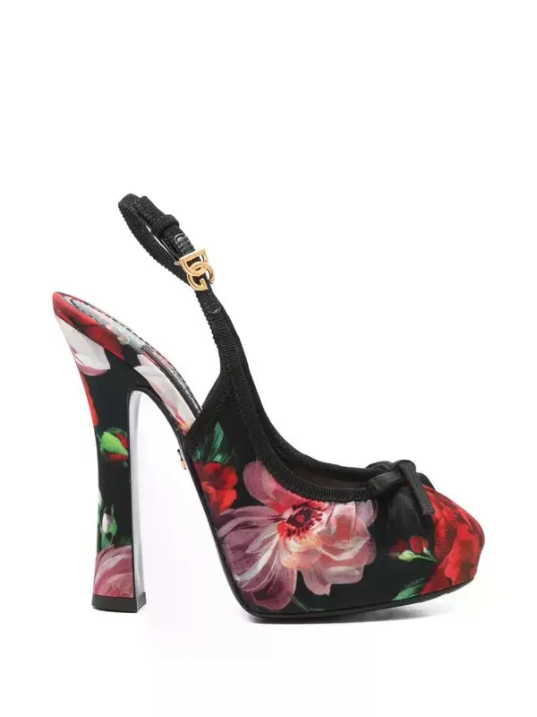 Dolce & Gabbana Floral-print Platform Pumps - Black