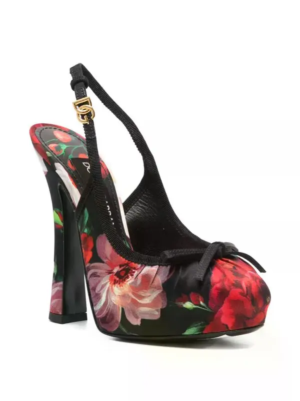 Dolce & Gabbana Floral-print Platform Pumps - Black