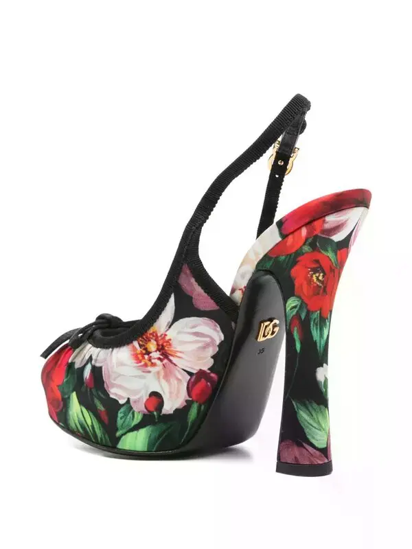 Dolce & Gabbana Floral-print Platform Pumps - Black