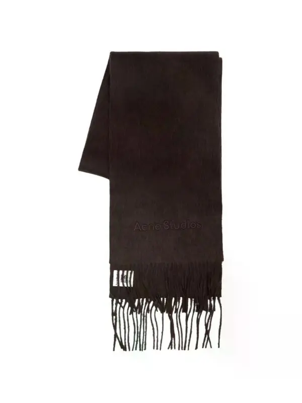 Acne Studios Alpaca Wool Logo Scarf - Brown
