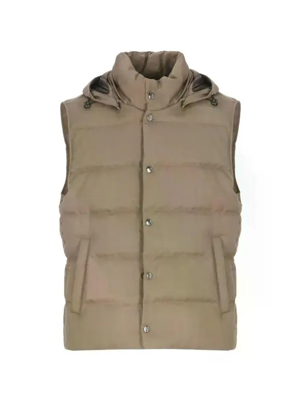 MONTECORE Quilted Wool Vest With Hood - Neutrals