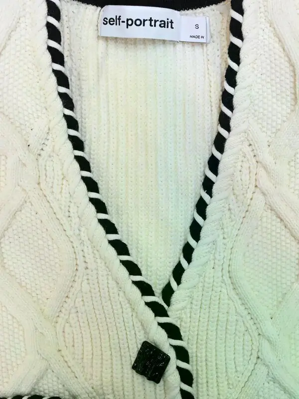 SELF-PORTRAIT Cable-knit Cropped Cardigan
