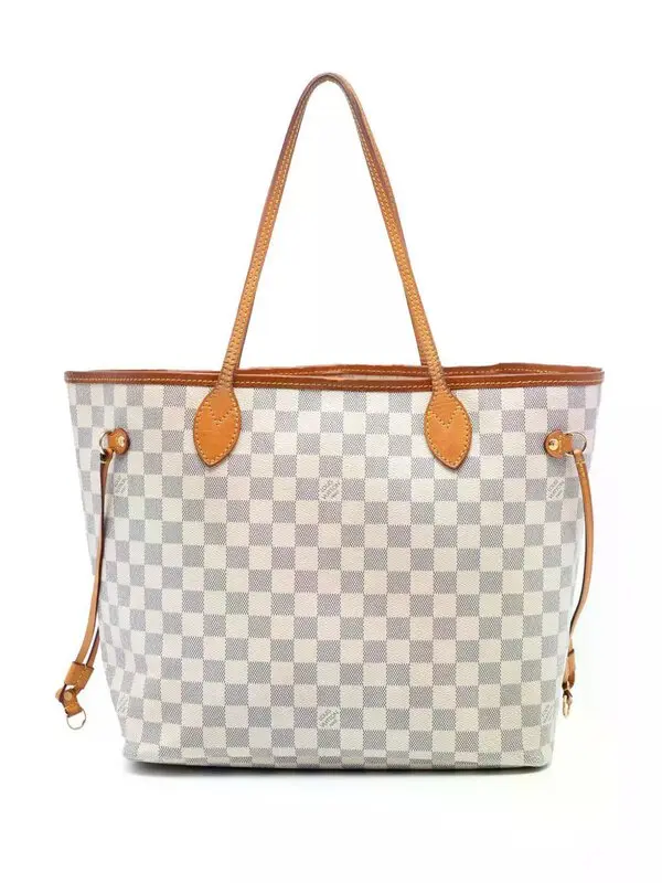 LOUIS VUITTON 2014 Damier Azur Neverfull Mm Tote Bag - White
