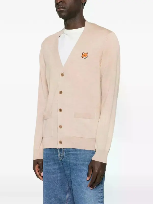 Maison Kitsuné Fox-motif Pocket Cardigan - Neutrals