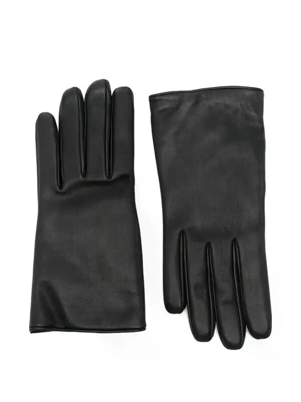 Saint Laurent Logo Leather Gloves - Black