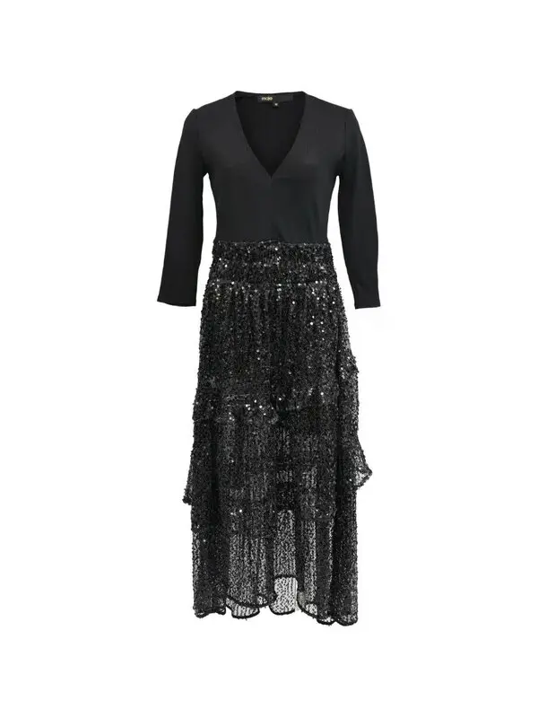 Maje Sequined Tiered Midi Dress
