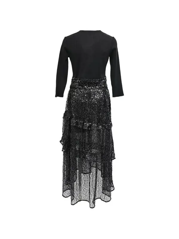 Maje Sequined Tiered Midi Dress