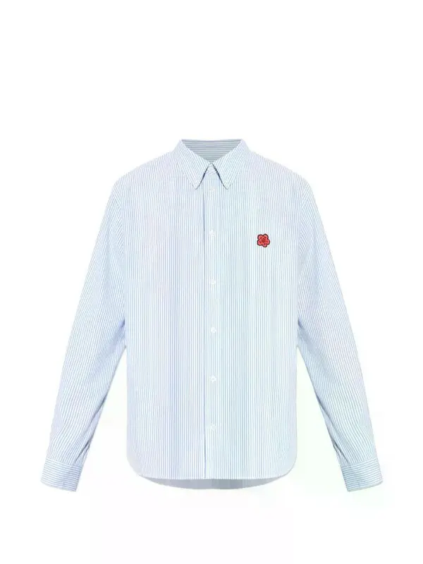 Kenzo Flower-detail Striped Shirt - Blue