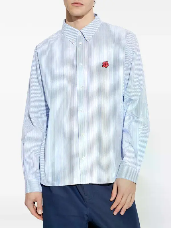 Kenzo Flower-detail Striped Shirt - Blue