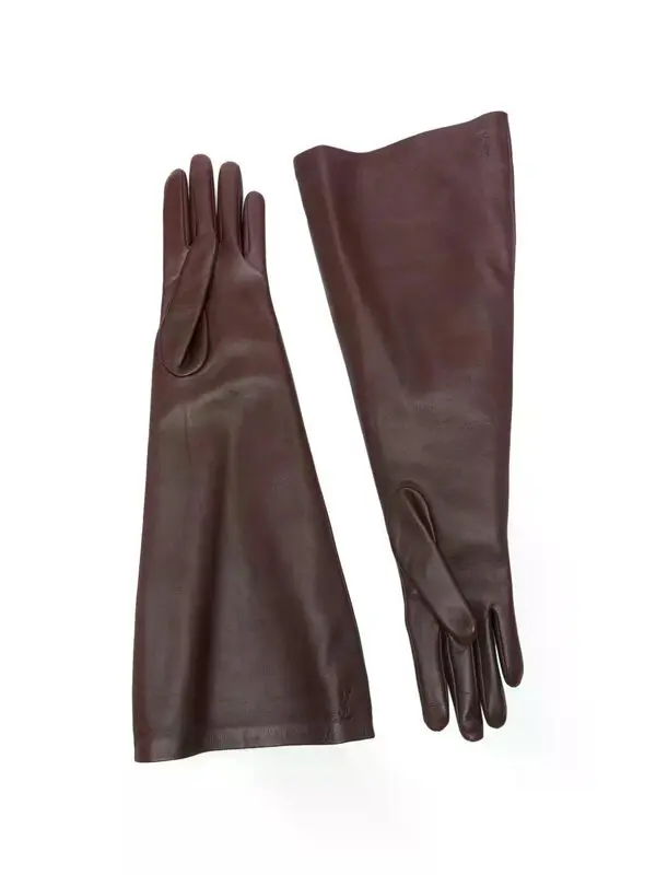 Saint Laurent Leather Gloves - Brown