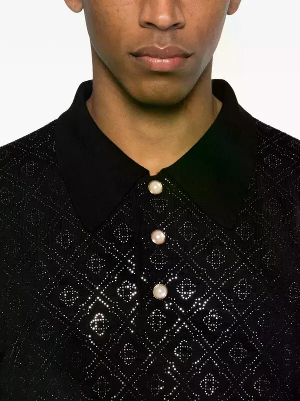 Casablanca Patterned Buttoned Polo Shirt