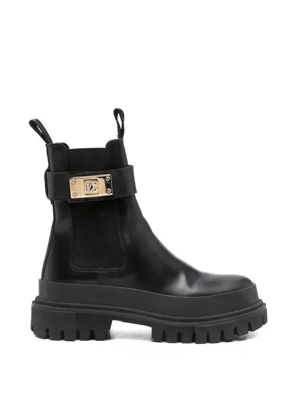 Dolce & Gabbana Logo-strap Chelsea Boots - Black