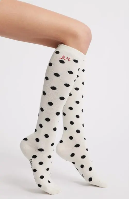 DAMSON MADDER Polka Dot Knee High Socks - Cream