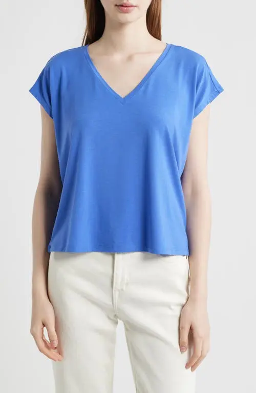 Eileen Fisher Boxy V-neck T-shirt - Blue Star